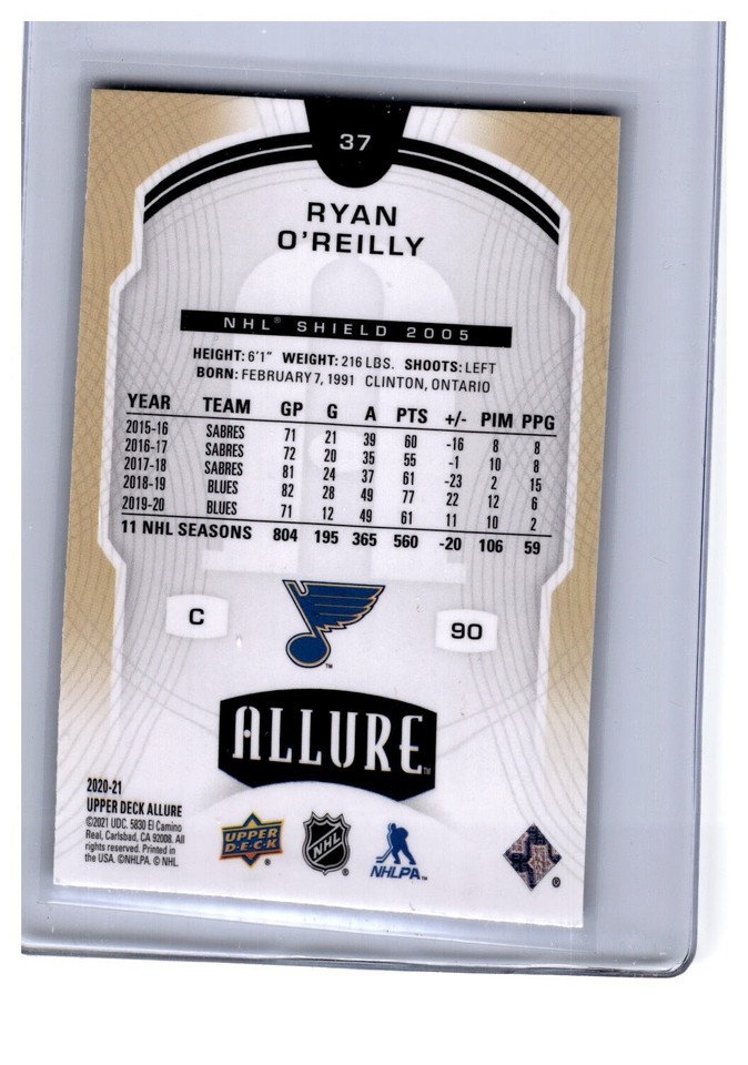 2020-21 Upper Deck Allure 2005 NHL Shield Ryan O'Reilly #37 Shield | eBay
