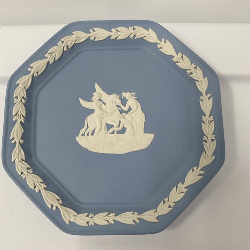 Wedgwood Jasperware Small Blue White Octagon Shaped Plate Tray Pegasus ...
