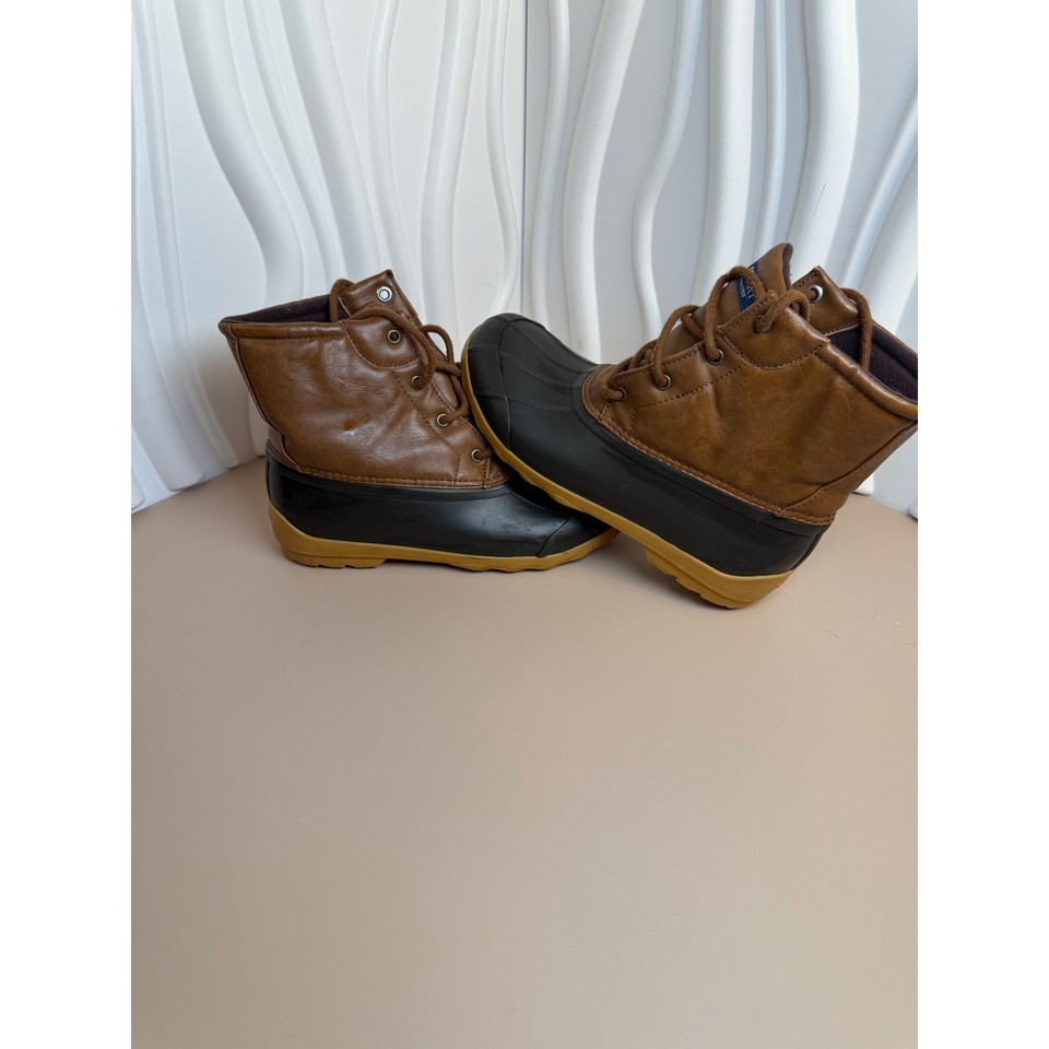 Sperry Port Boot Kids Size 5M Brown Black Duck Boots Lace Up Waterproof ...