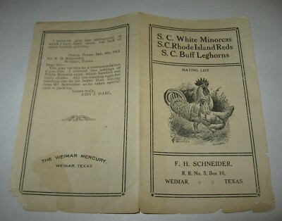 1911 SC White Minorcas SC Rhode Island Reds SC Buff Leghorns Chicken ...