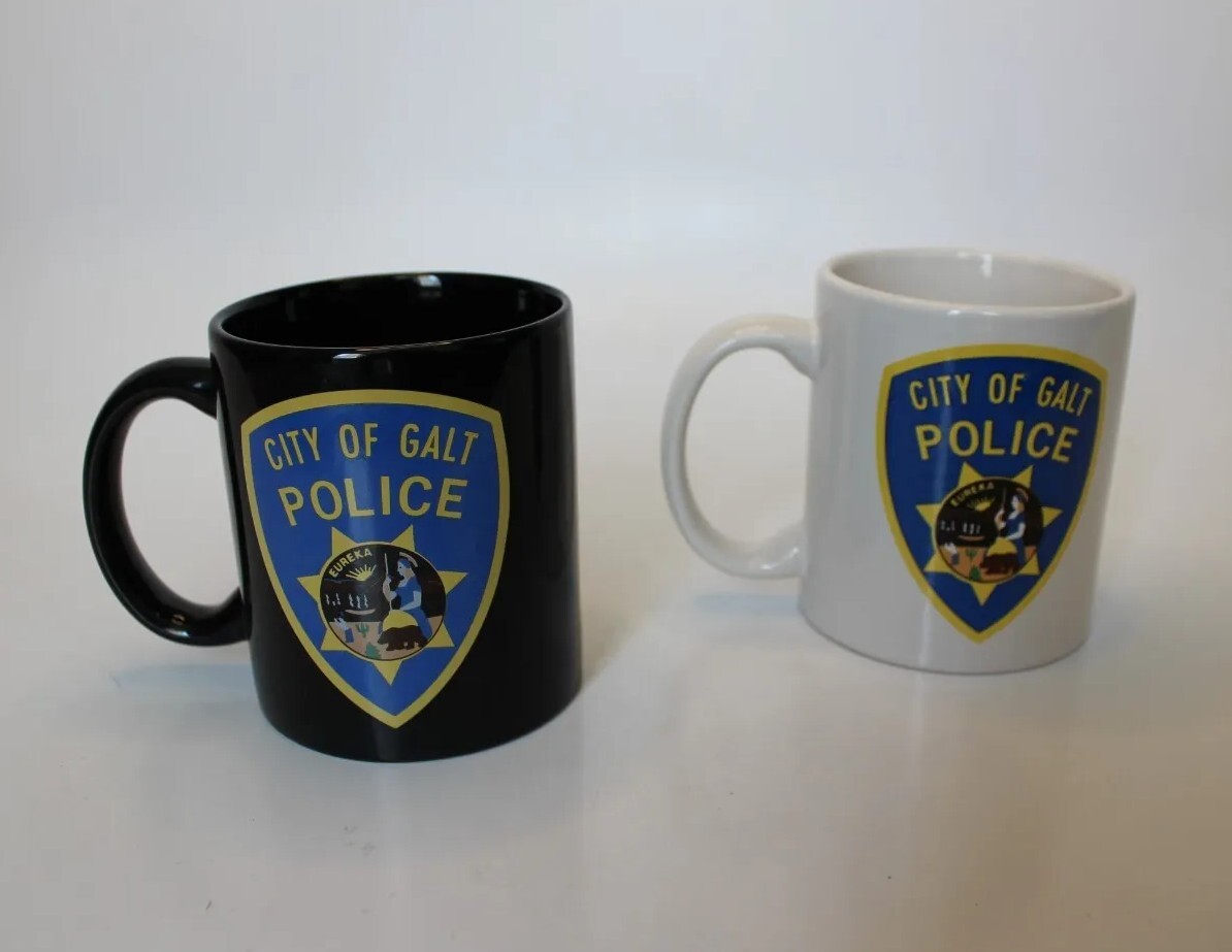 Two Vintage City of Galt California Police Department Mugs Black ...