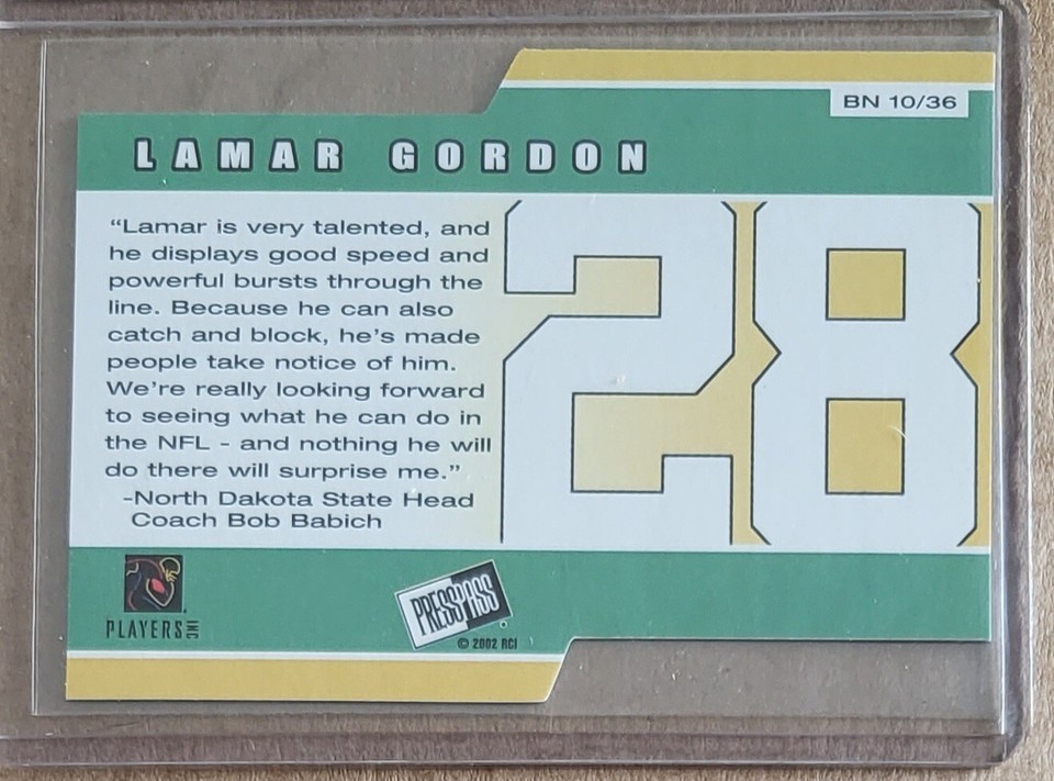 2002 Press Pass Big Numbers #BN10 Lamar Gordon North Dakota St Football ...