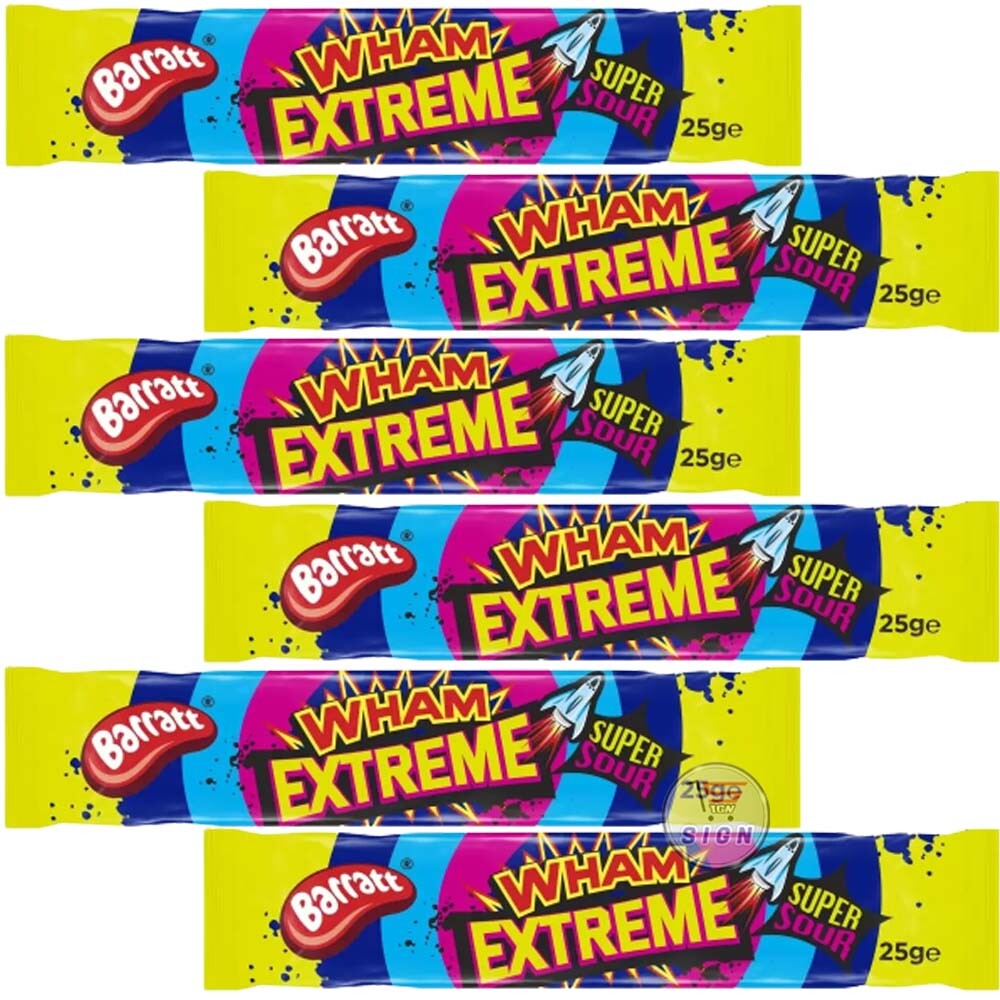 BARRATT WHAM EXTREME SOUR RASPBERRY CHEW BARS 25g -Perfect Kid Gift ...