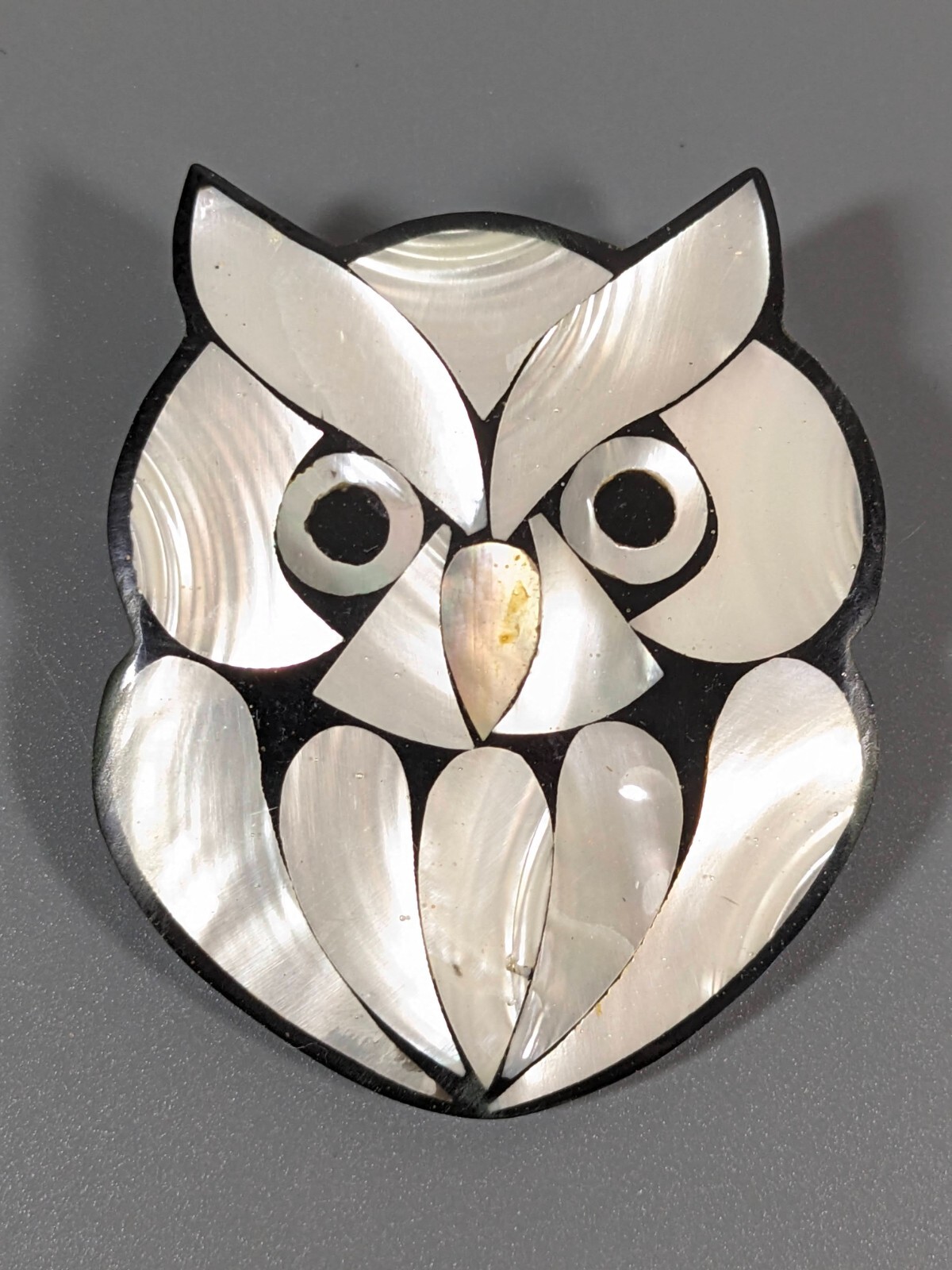 Vintage Wise Owl Bird Abalone MOP Mother of Pearl She… - Gem