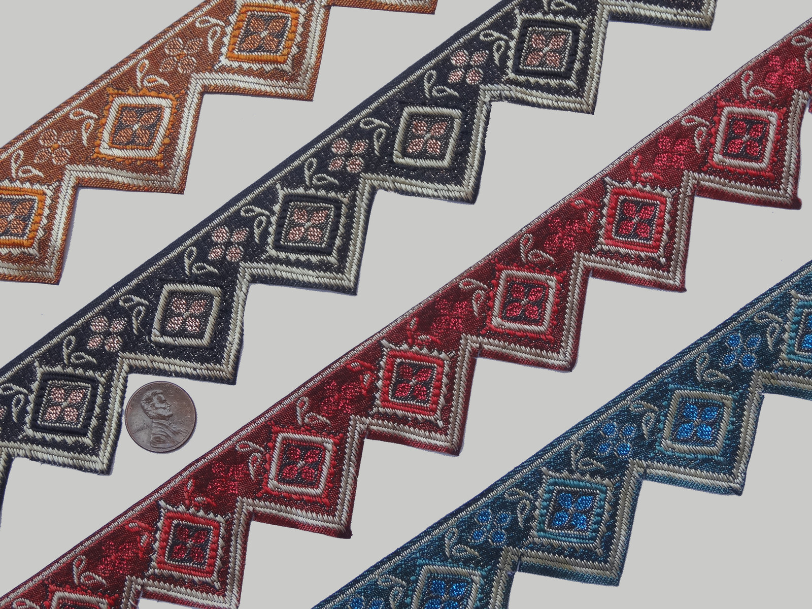 3 Yd Jacquard Trim 1.50" wide Woven Border Sew Embroidered Ribbon Lace ...