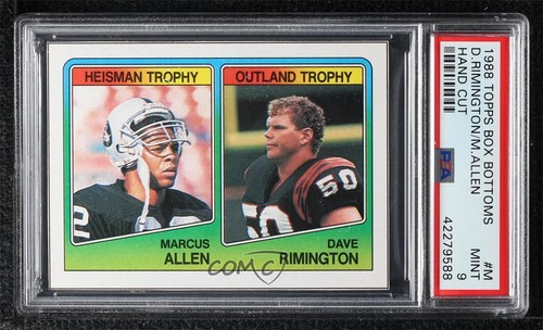 1988 Topps Box Bottoms Marcus Allen Dave Rimington #M PSA 9 MINT HOF | eBay