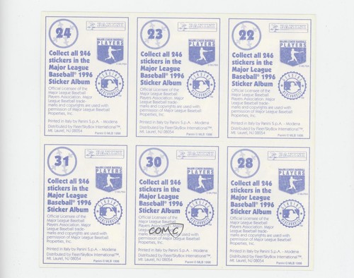 1996 Fleer Album Stickers Block of Six Carlos Perez David Segui Wil ...