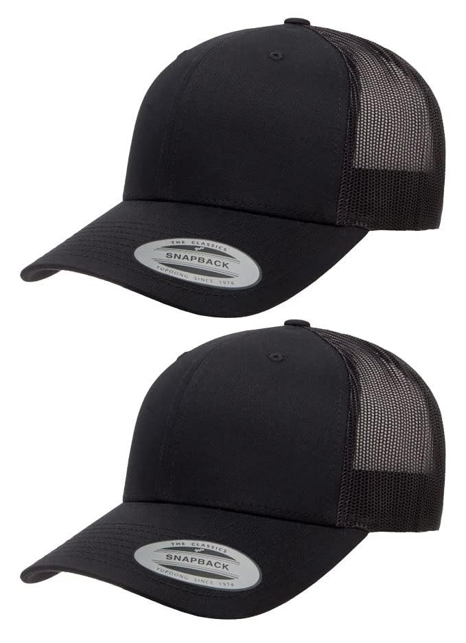 Mens Yp Classics Retro Trucker Cap Hat, Black, One Size, 2 Pack | eBay