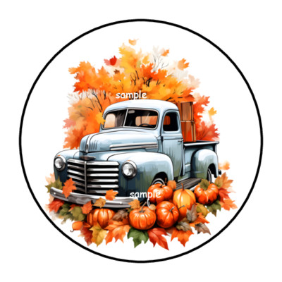 30 AUTUMN FALL TRUCK STICKERS ENVELOPE SEALS LABELS 1.5" ROUND LEAVES ...