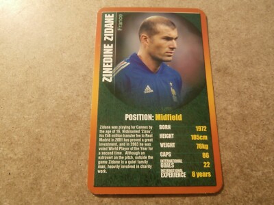 ZINEDINE ZIDANE (FRANCE), TRADING ROOKIE CARD, COLLECTOR (JT29) | eBay