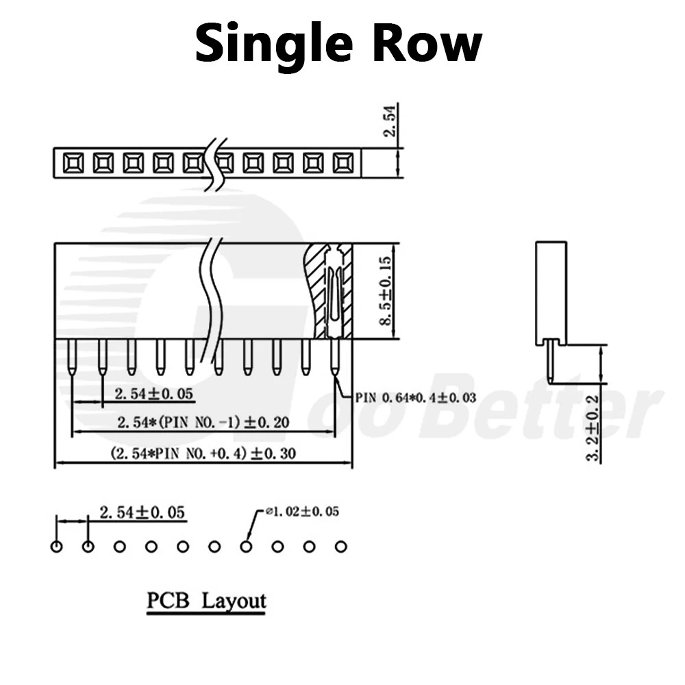 10PCSingle Row Female Pitch 1*2/3/4/5/6/7/8/9/10/20/40 PiN, 40% OFF