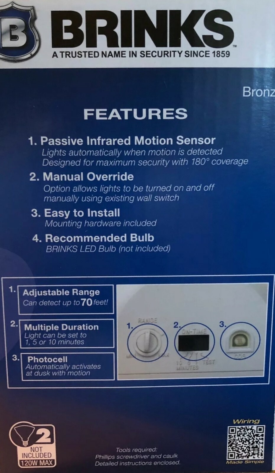 Brinks Motion Activated Security Light Manual | Shelly Lighting