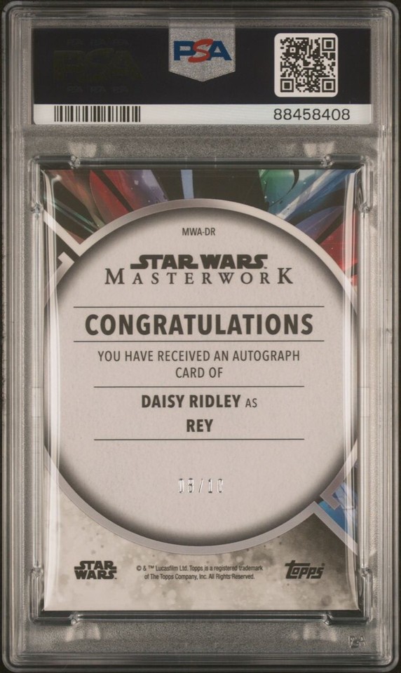 PSA 9 Rey 2022 Star Wars Masterwork Daisy Ridley Autograph on card Wood ...
