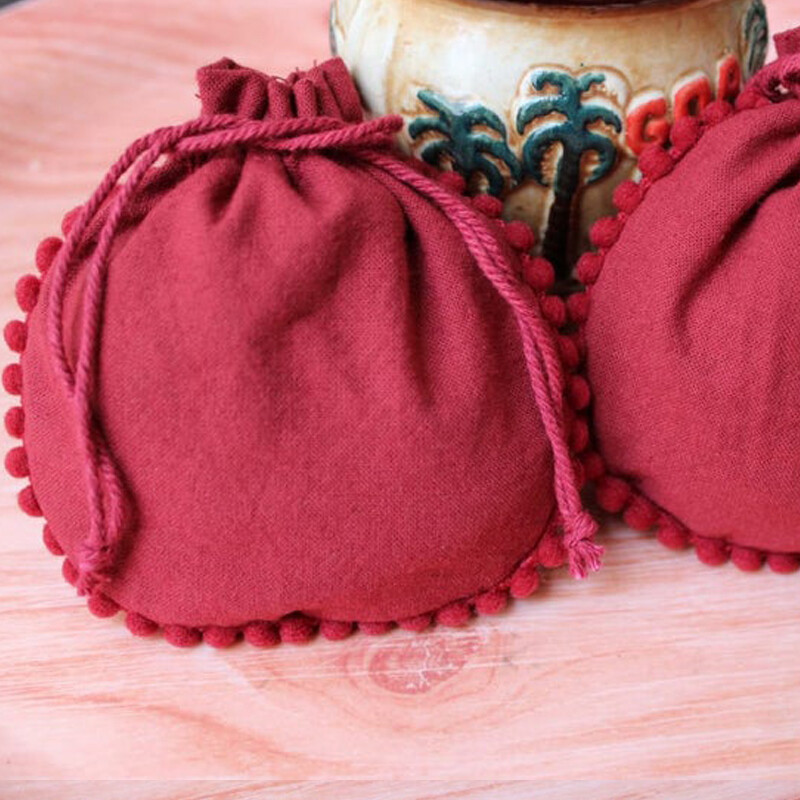300 PCS Cotton Drawstring Maroon Personalized Jewelry Packaging Bag ...