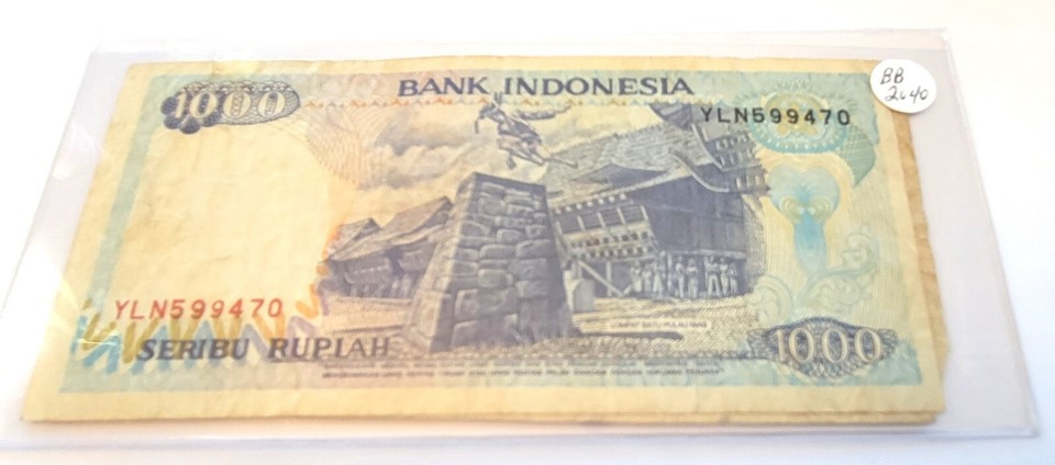 Seribu Rupiah 1000 Bank of Indonesia One Thousand Note Paper Currency ...