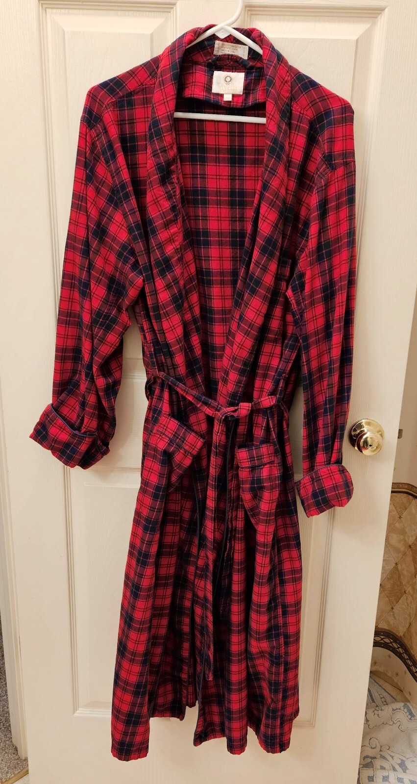 Viyella All Season Robe Men’s L Red Black Tartan Plaid 80/20 Cotton ...