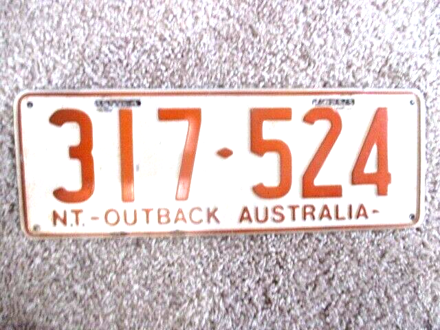 NT number plate 317 - 524 OUTBACK AUSTRALIA Slogan prison issue with ...