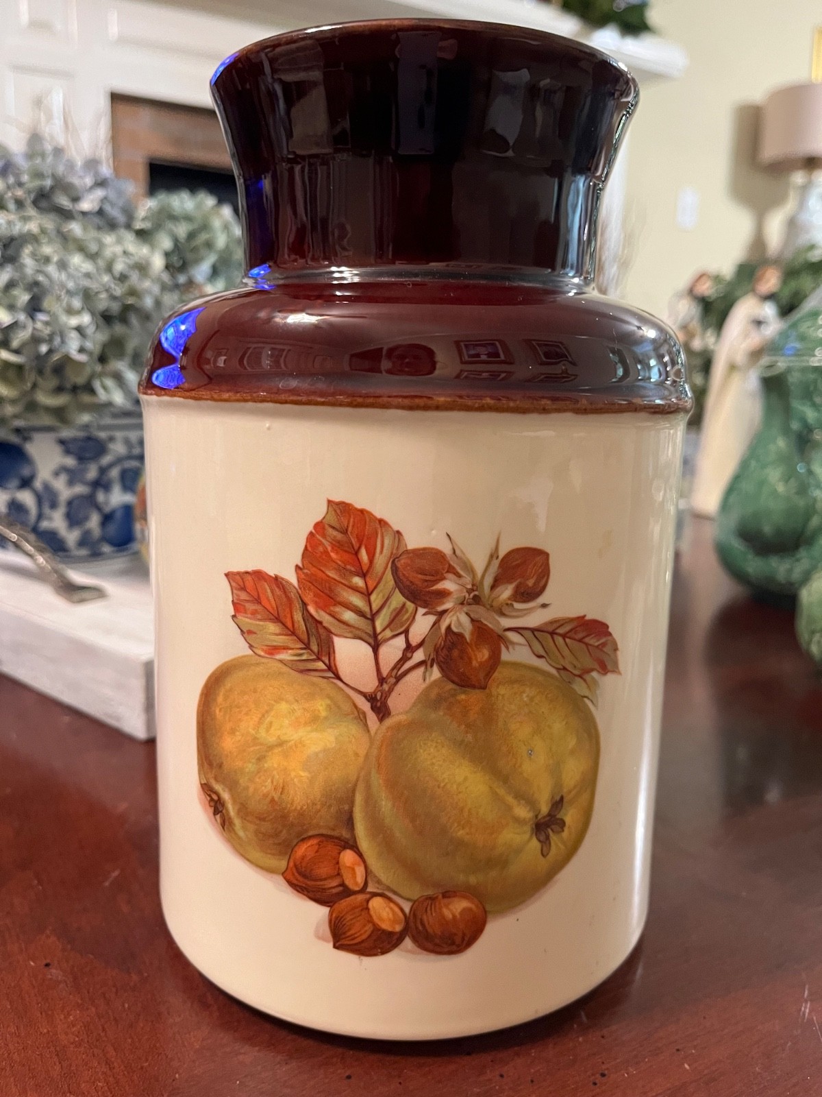 Vintage McCoy Pottery Autumn Fruit Harvest Crock 9" Tall Canister 253 ...