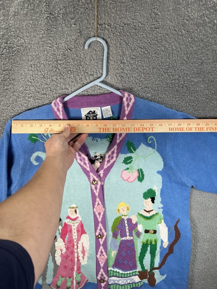 VTG Storybook Knits Sz L Fairy Tales Princess Style Cardigan Sweater ...