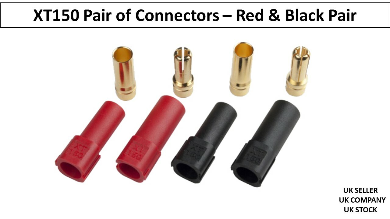 Genuine AMASS XT150 6mm Gold Type Pair M/F Connectors Black and Red ...