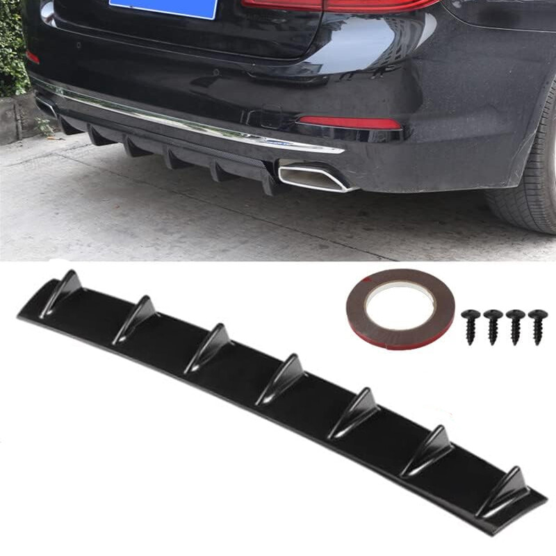 Universal Black Look Rear Lower Bumper Diffuser Fin Spoiler Lip Wing ...