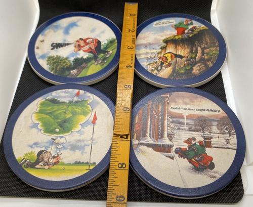 Absorbent Stone Round Coasters Set Funny Golf Situations Great Gift | eBay