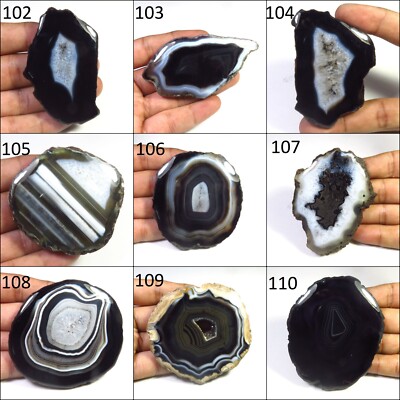 Black Smooth Geode Cabochon 127-288 Cts Natural Slice Agate Gemstone ...