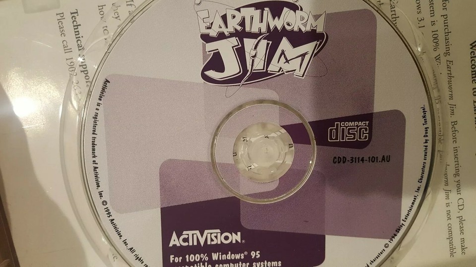 EARTHWORM JIM PC CD-ROM COMPUTER GAME WINDOWS 95 CDROM 1995 ACTIVISION ...