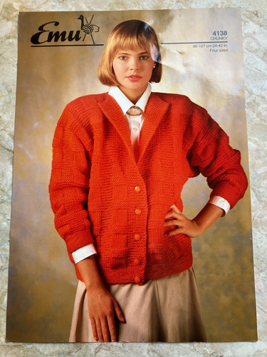 Vintage 1980's Emu Chunky Women Knitting Pattern 4138 900.1.35 | eBay UK