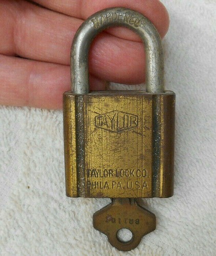 Vintage Old Taylor Lock Co Phila PA USA Brass Padlock w 1 Key | eBay