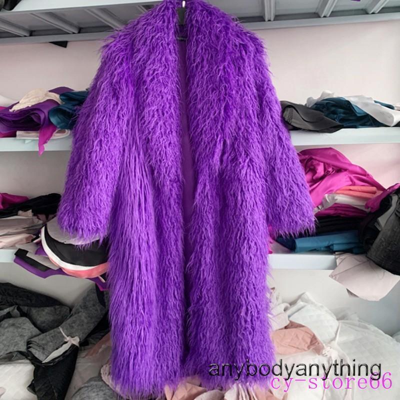 Women's Stage Coats Full Length Long Party Sleeve Faux Wool Fur Classic ...
