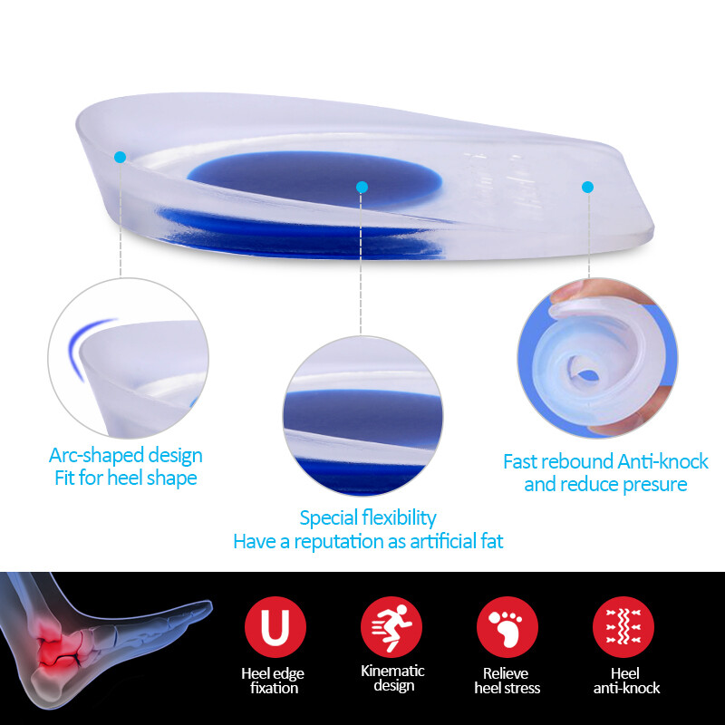 3 Pair Gel Foot Cups Heel Support Spur Insoles Pad Pain Relief Cushion ...