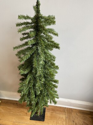 4’ Artificial Rustic Primitive Pencil Evergreen Christmas Tree w Bark ...