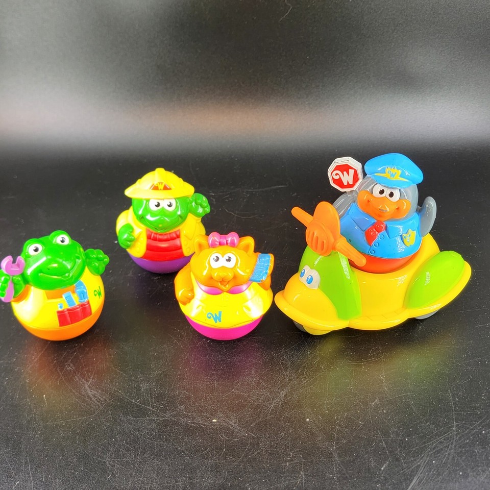 2004 Playskool Weeble Wobbles Motor Bike, Policeman, Cat, Frog and ...