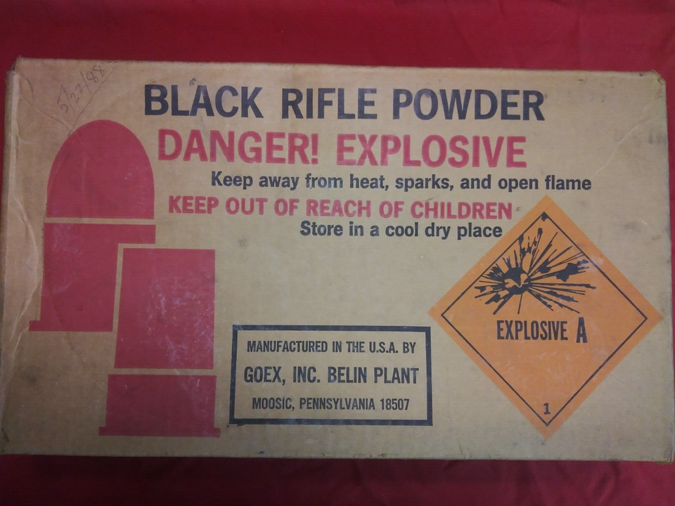 Black Powder Fg GOEX Brand 25 Pound Cardboard Shipping Box 3"Canon ...