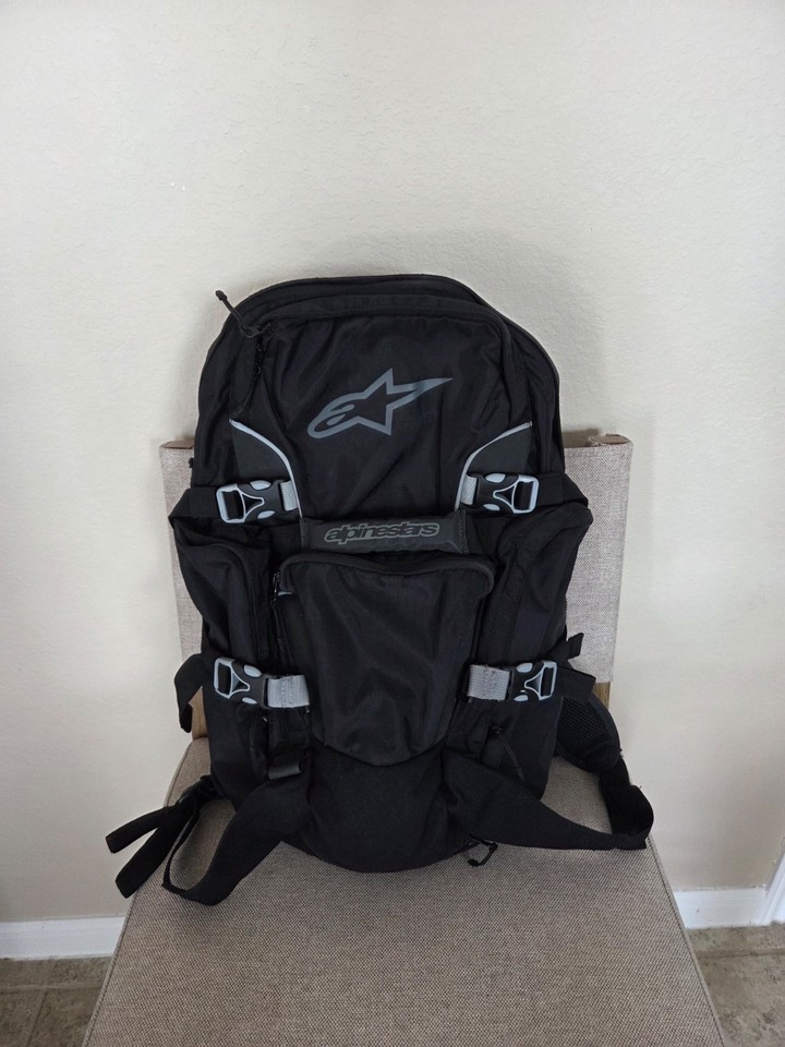 LIKE NEW Black Alpinestars motorcycle backpack w/helmet carrier ...