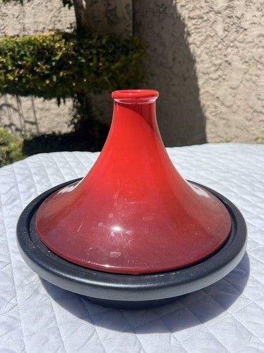 LE CREUSET TAGINE #27 France Red Stoneware Enamel / Cast-Iron 2.5 Qt ...