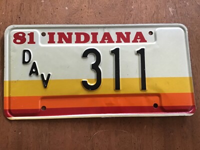 1981 Indiana Disabled American Veteran License Plate Tag | eBay