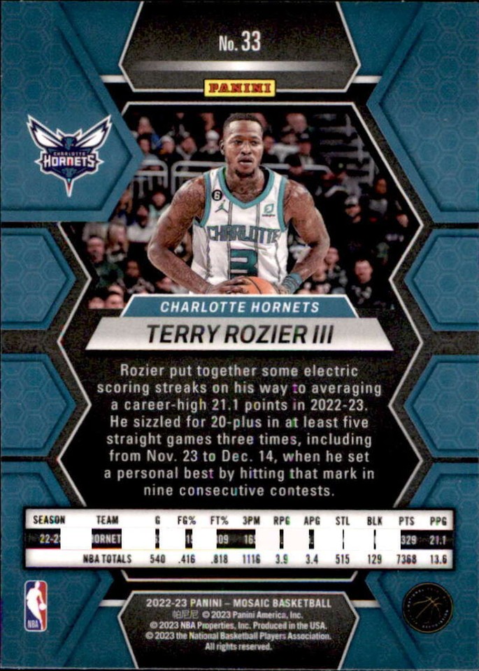 2022-23 Panini Mosaic #33 Terry Rozier III Charlotte Hornets | eBay