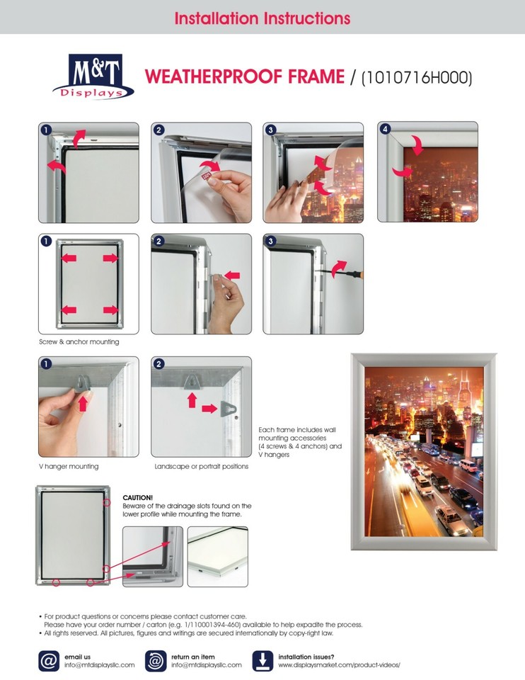 Weatherproof Snap Poster Frame 24x36 Inch Silver 1" Aluminum Profile ...