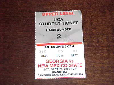 2000 New Mexico State v Georgia Bulldogs Football Ticket 9/23 | eBay