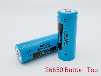 2pcs 26650 Batteries 3.7V Rechargeable Battery Button Top | eBay