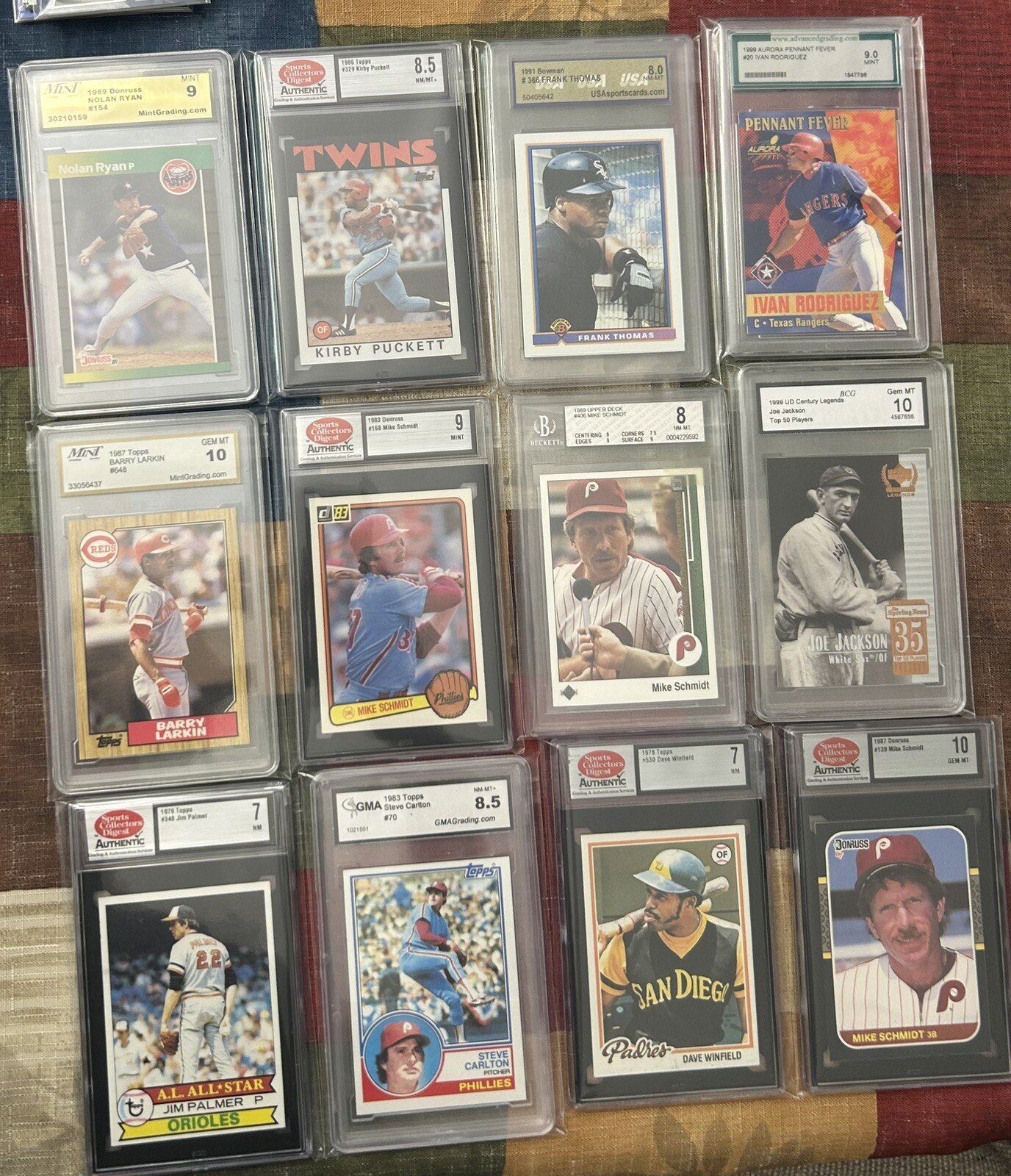 Lot of 12 Vintage Graded Baseball Slabs! Nolan Ryan, Frank Thomas, Mike ...