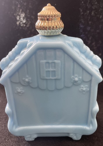 Vintage Avon Blue Milk Glass Roses Roses Cologne Bottle cuckoo Clock eg ...