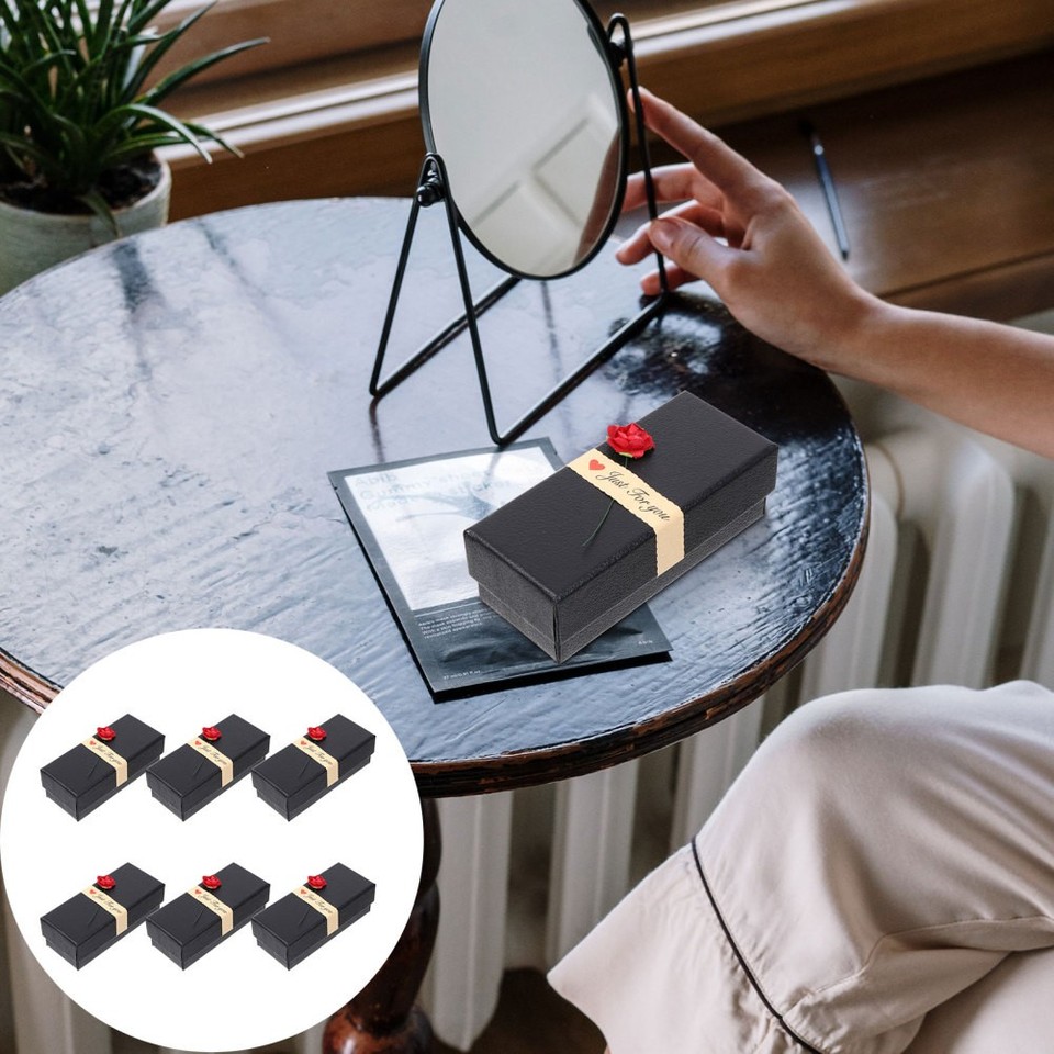 6pcs Creative Flower Gift Box Rose Design Jewelry Case Delicate Paper ...