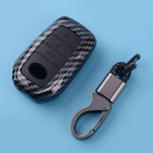 Carbon Fiber Style Key Fob Case Cover Chain Ring Fit For Toyota Hilux ...