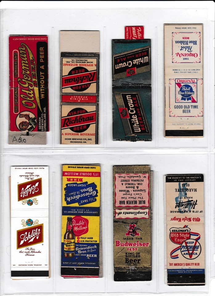 Lot of 16 Beer Matchbook Covers in Vinyl Sleeve #1 | eBay