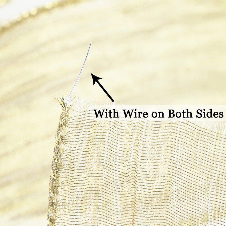 Gold Wired Ribbon Crinkle Wire Edge Ribbon 2-1/2 inch Wavy Metallic ...