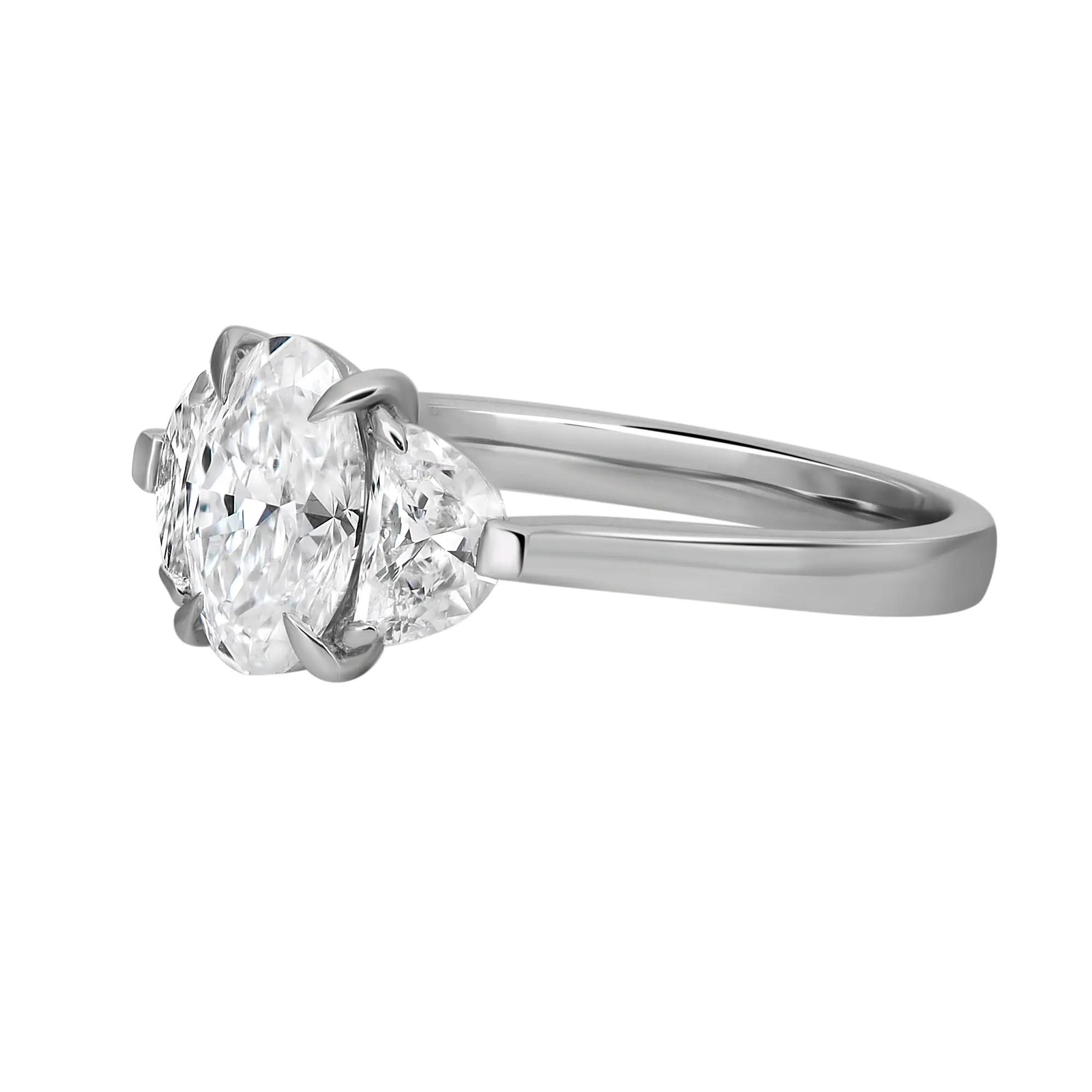Oval Cut & Half Moon Lab Grown Diamond Engagement Ring Platinum 1.60Ctw ...