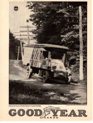 1918 GOODYEAR CORD TIRES 2PG PRINT AD, 3 TON MACK TRUCK, WWI ERA VTG ...